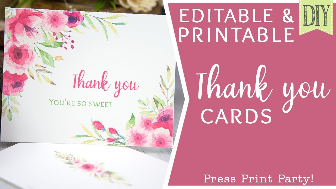 Thank you Cards DIY - Editable and Printable with envelopes
