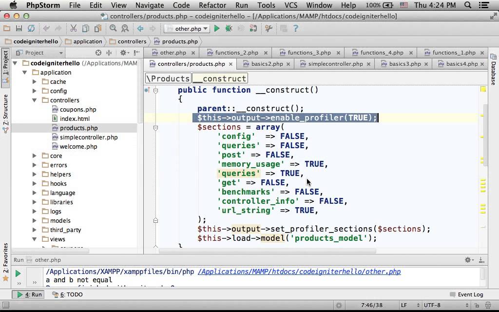 Profiling using CodeIgniter