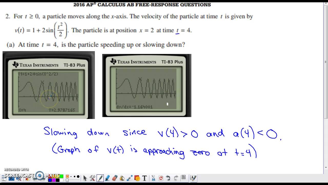 2016 AP Calculus AB Free Response #2