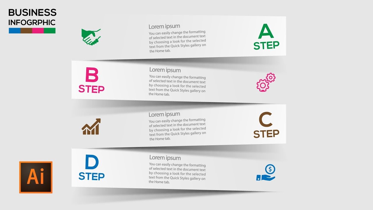Free Abstract 3D Paper Infographic Elements Illustrator Tutorial