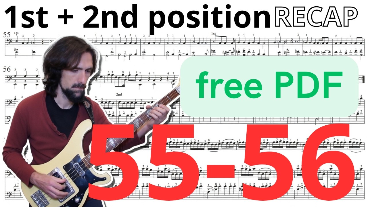 #55 to #56 RECAP (PDF) Bass Sight-Reading Exercise | Daily Practice (Bajo eléctrico)