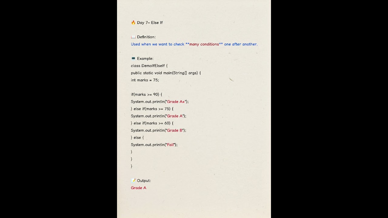 else if | conditional statements | java programming | #java #javaprogramming #javatutorial #coding