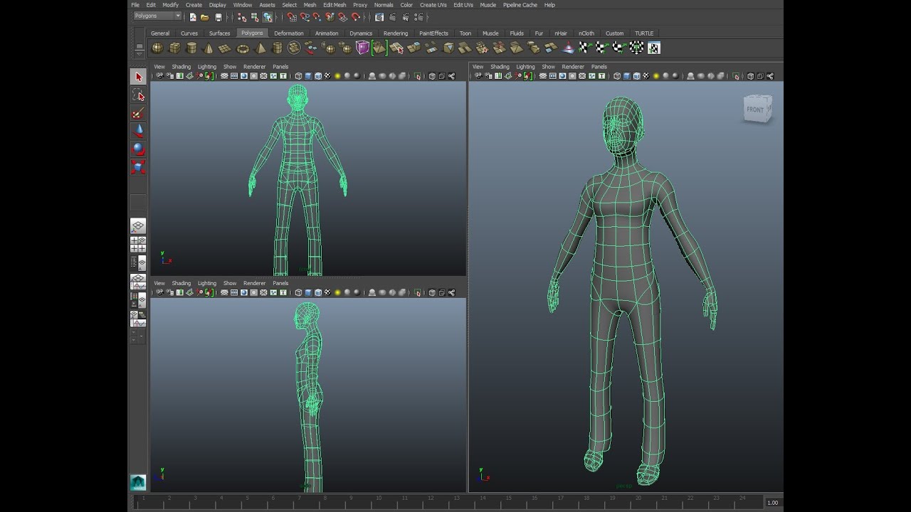 Maya Character modeling tutorial, part 1 - The Body