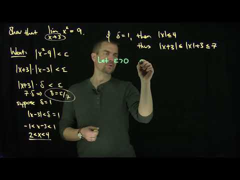 Using the Formal Definition of a Limit on a Quadratic Function
