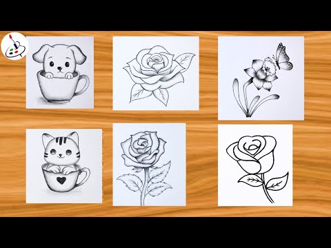 6 Easy Drawing ideas for Beginners||Simple Pencil Sketch