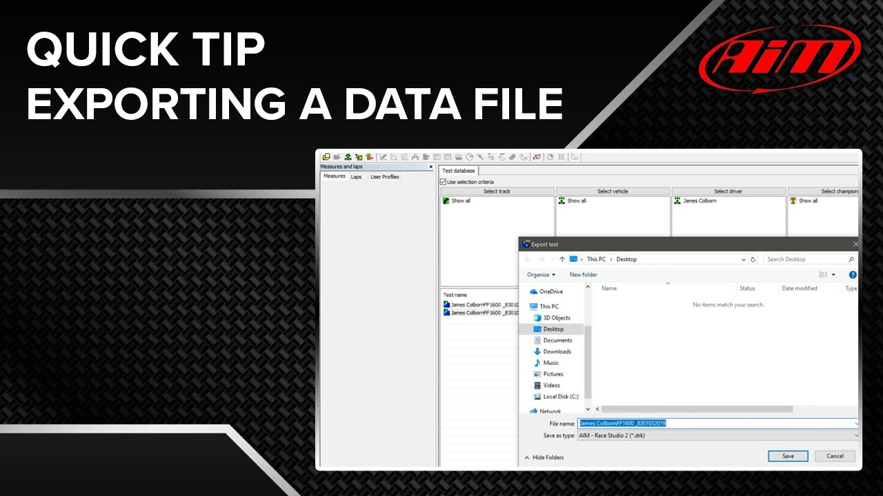 AiM Race Studio Analysis - Quick Tip - Exporting Data Files