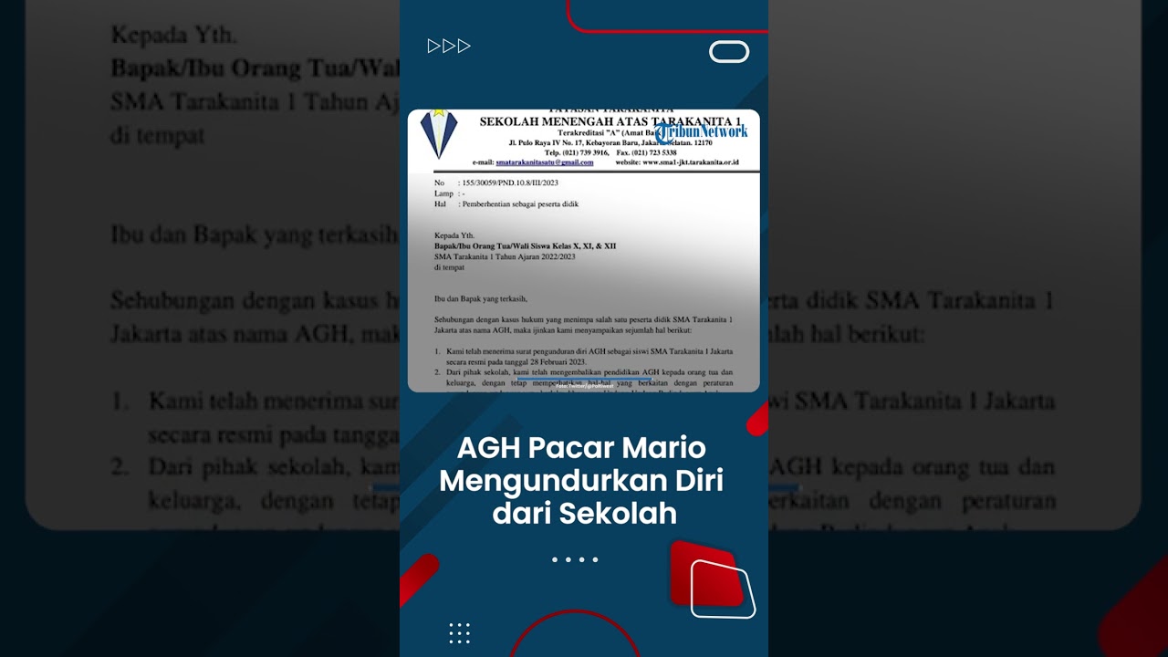 AGH, Pacar Mario Dandy Mengundurkan Diri dari Sekolah, Begini ...