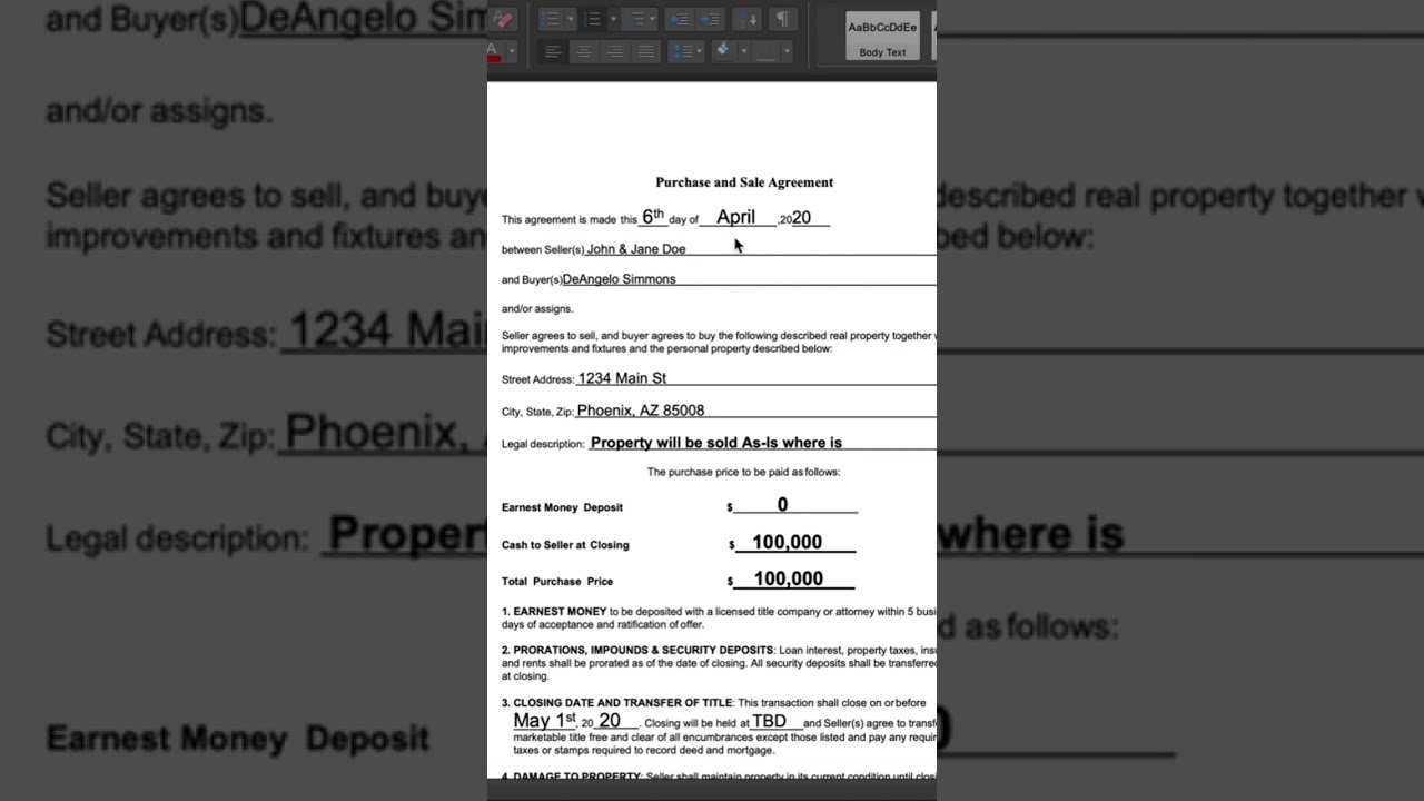 How to Fill out a Real Estate Contract and Download Free Template #wholesalerealestate #templates
