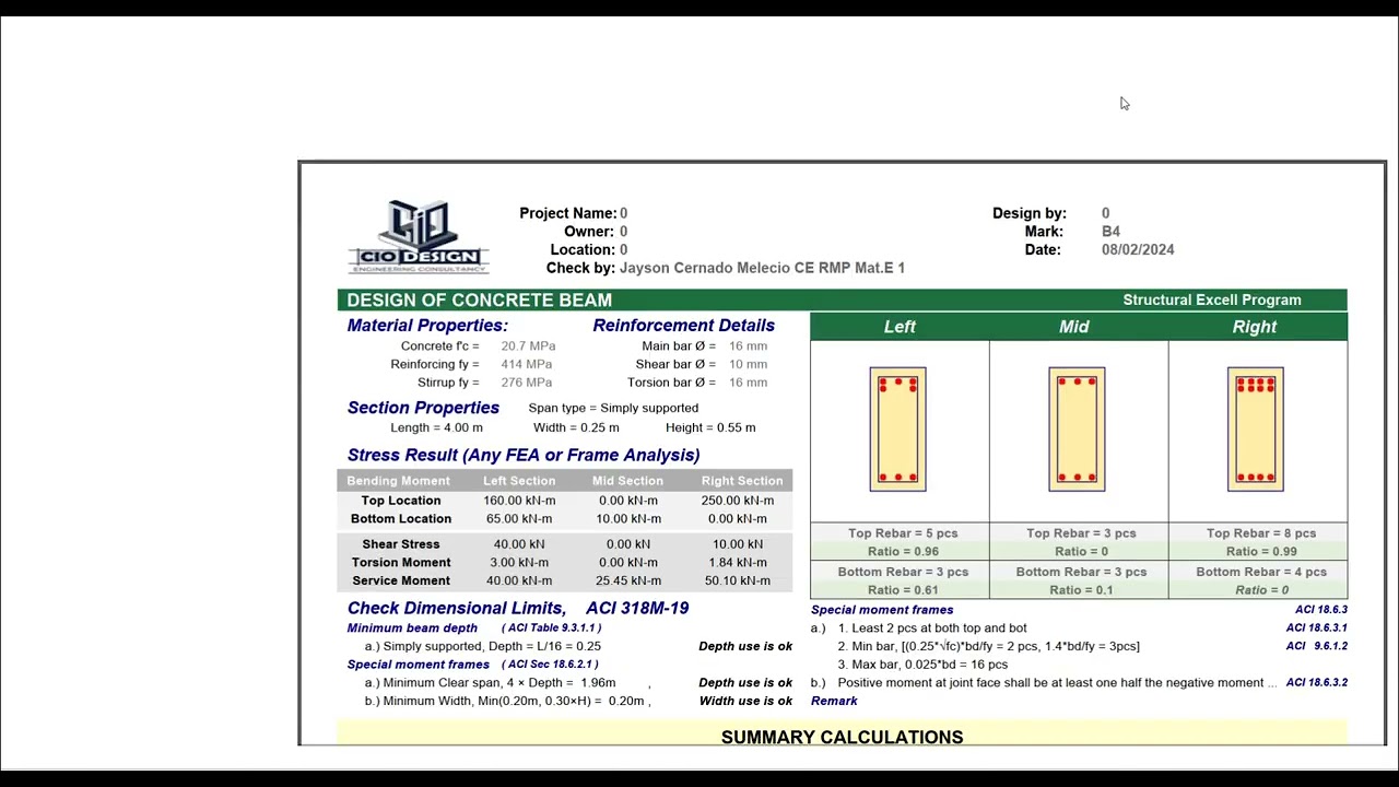 Tutorial - 2,  StrucEx Design of Rectangular Beam