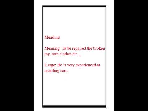 Mending - Meaning and its Usage. #english #learnenglish #mycourse #mending