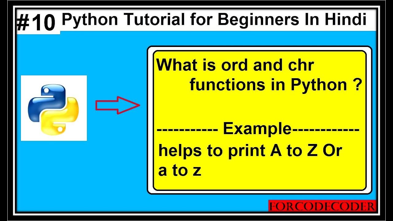 built-in: chr() and ord() functions | Python Tutorial For Beginners In Hindi #10