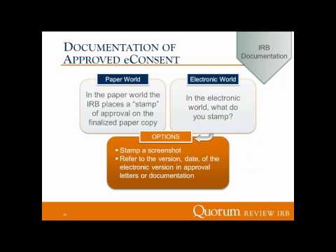 eConsent for Research: Considerations in Implementation and IRB Review