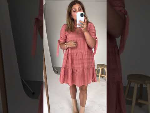 The Jessenia Tiered Dress in Salmon