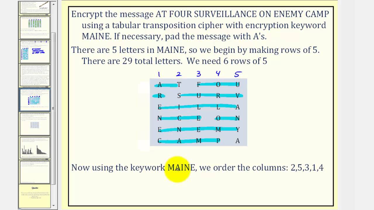 Cryptography: Transposition Cipher