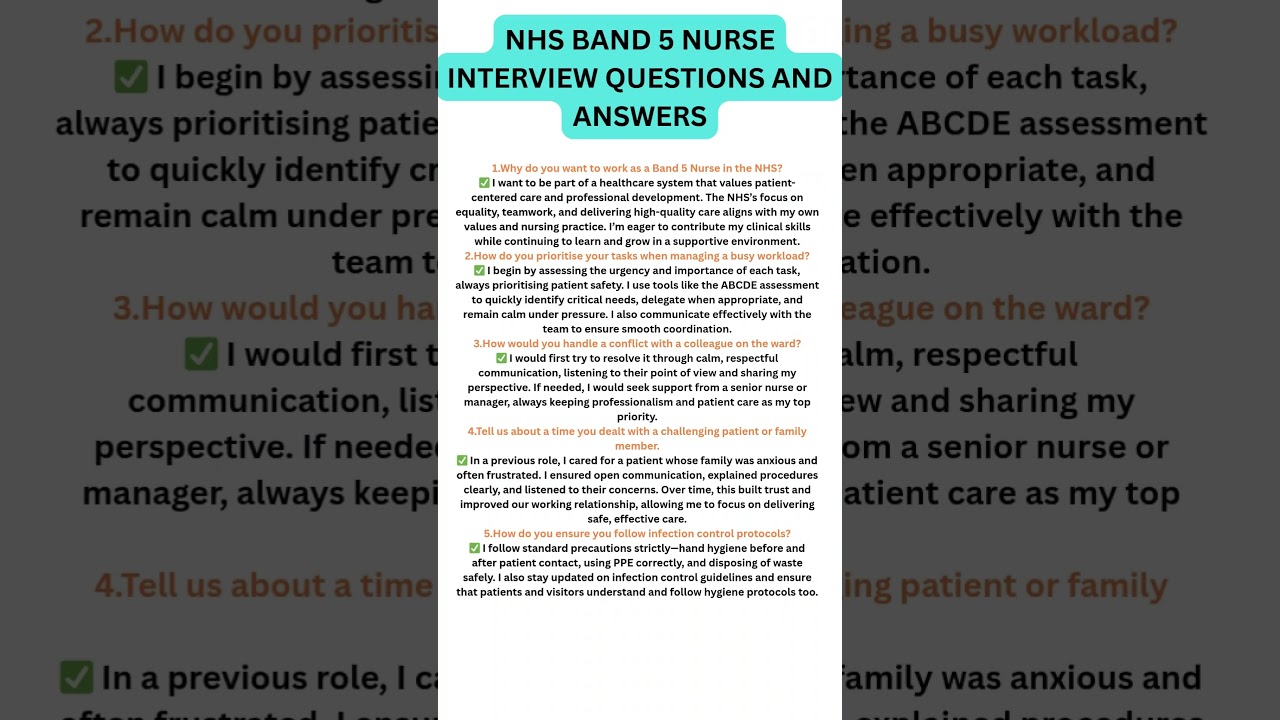 NHS Band 5 nurse Interview Questions and Answers ( pass your interview) #nhs #interviewquestions
