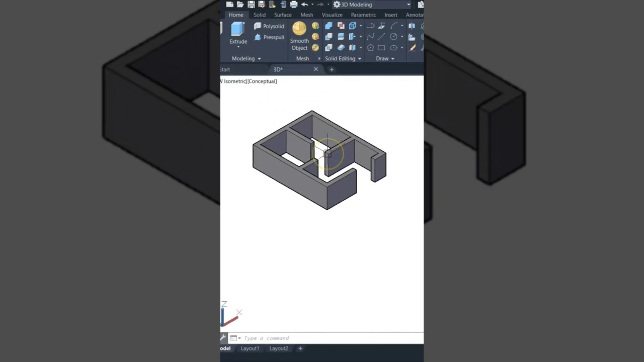 How To Convert 2D floor plan into 3D in AutoCAD CAD Online class | Extrude|Region #autocad #shorts