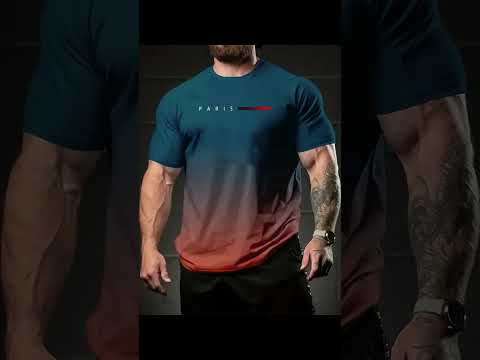 Summer Men's Gradient Paris Letter 3D Printed T-shirts https://temu.to/k/ehbfgboln8h