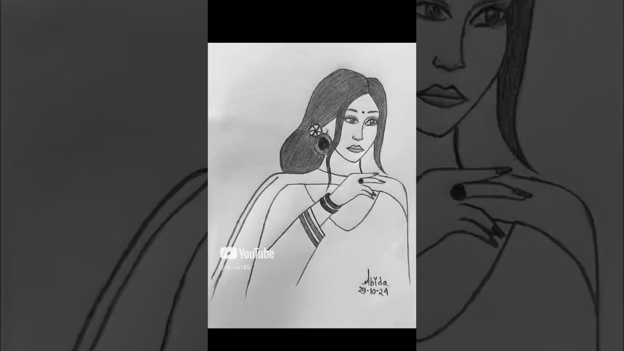 How to draw a girl art step by step tutorial video #Drawing #Sketch #foryou