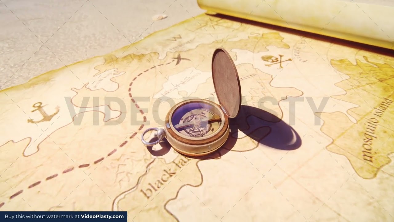 Compass And Map 3D Stock Video