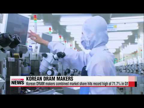 Korean DRAM makers combined market share hits record high in Q1 글로벌 D램시장 한국업체