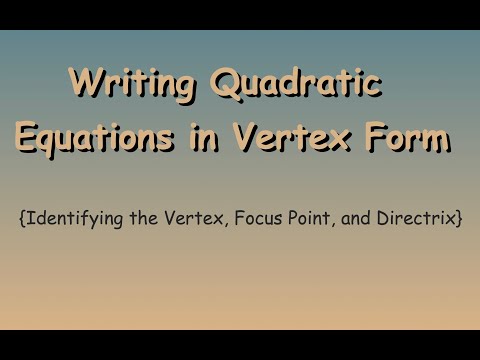 Parabola – Vertex Form Notes