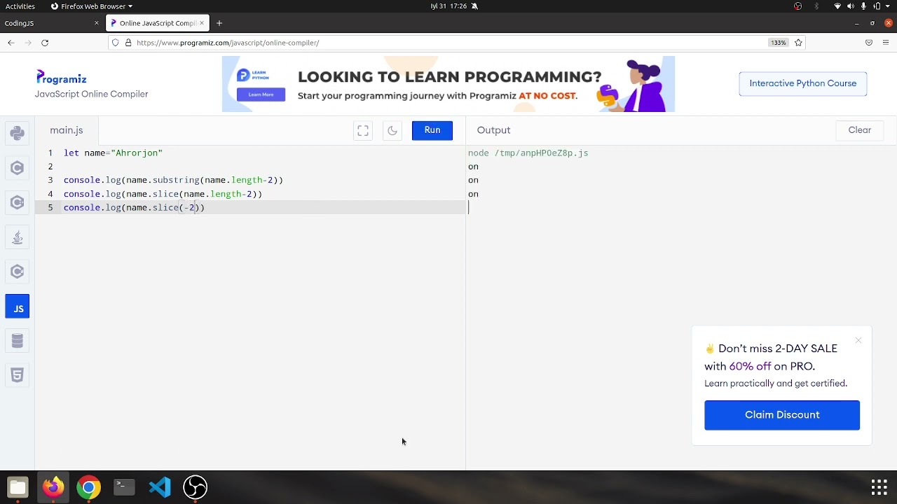 String 1 right2 Javascript solution