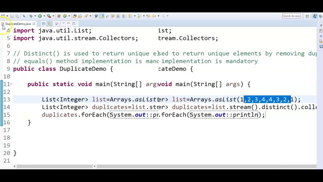 java 8 tutorial : java 8 stream distinct with example