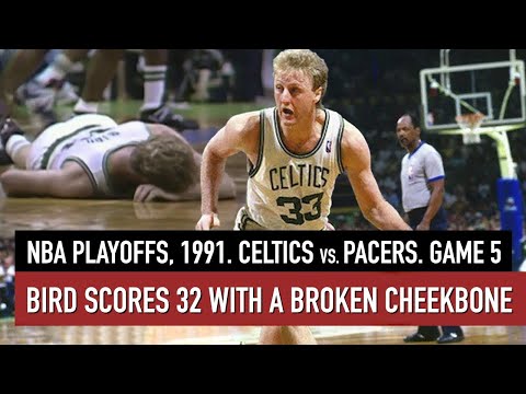 Throwback NBA Playoffs 1991. Celtics vs Pacers Full Game 5 Highlights. Bird 32 points