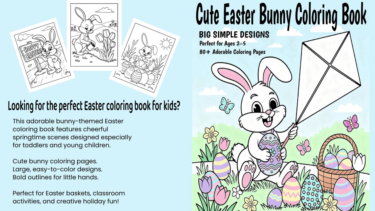 Cute Easter Bunny Coloring Book Fun and Easy Easter Coloring Pages for Ages 2-5