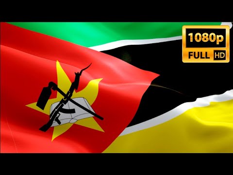 Mozambican flag video waving in wind. Realistic Maputo Flag background. Mozambique flag Full H