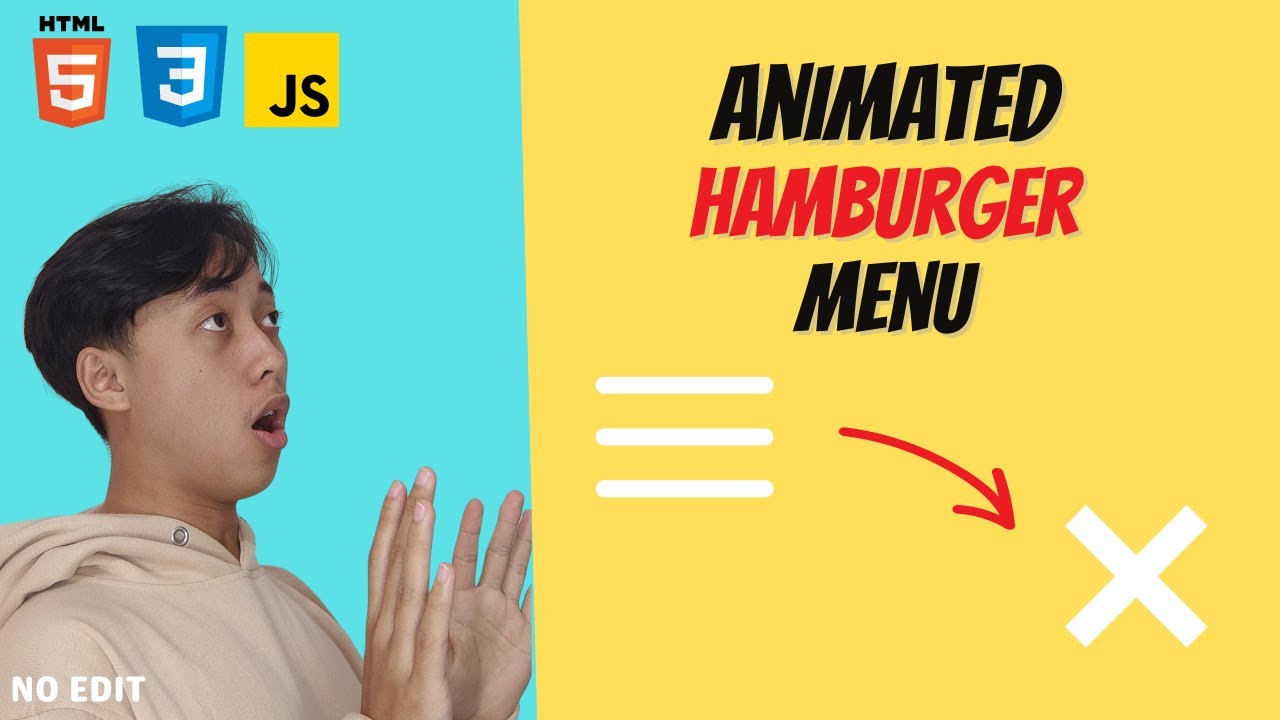 Tutorial Membuat Simple Hamburger Menu Animated  Menggunakan HTML, CSS, JavaScript
