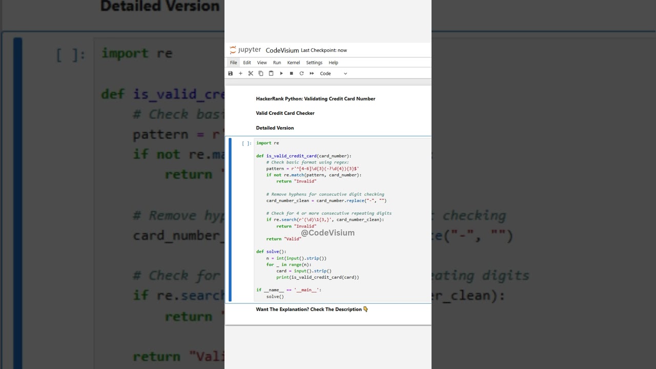 Valid Credit Card Checker – Detailed Version #Python #Regex #HackerRank #Validation