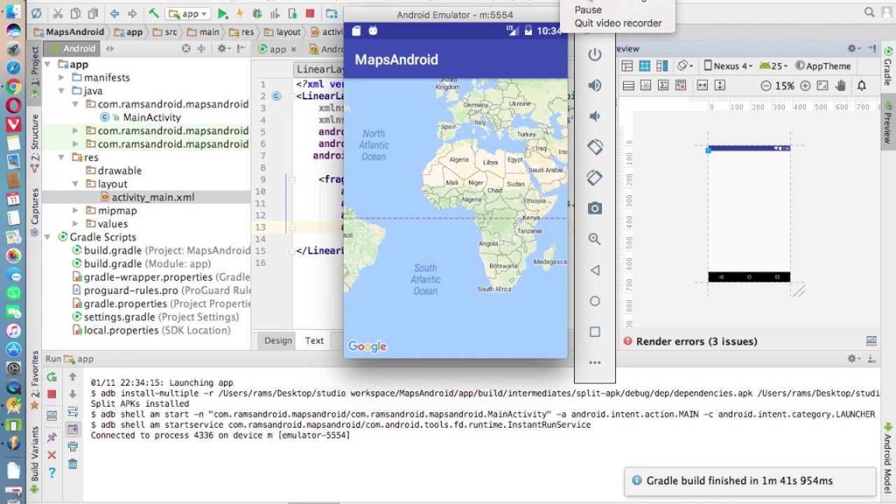 Android Studio Tutorials - 45  : Google Maps Android API V2 in Android