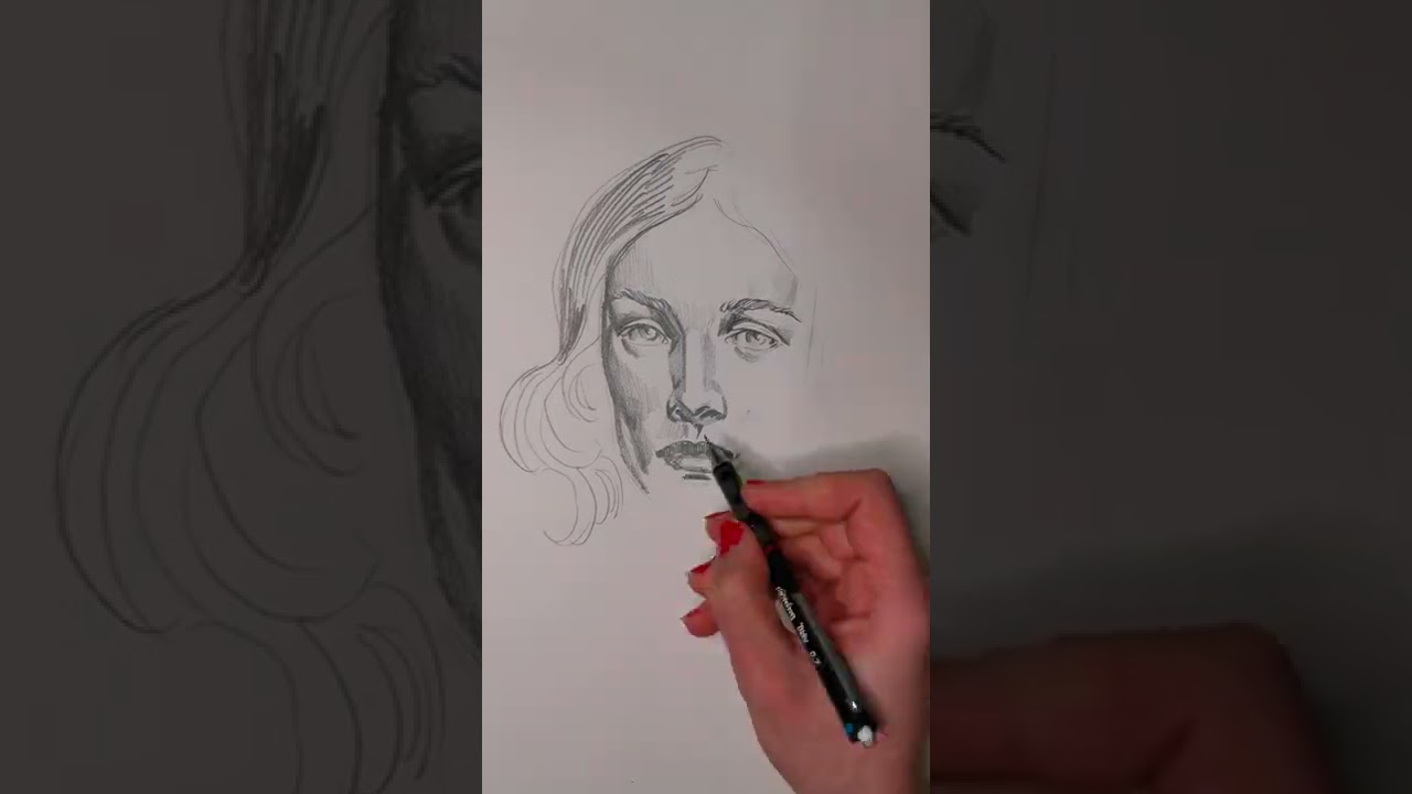 Quick portrait drawing study time-lapse old Hollywood model