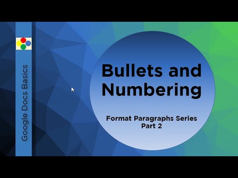 Google Docs Basics - Bullets and Numbering | Technology Education