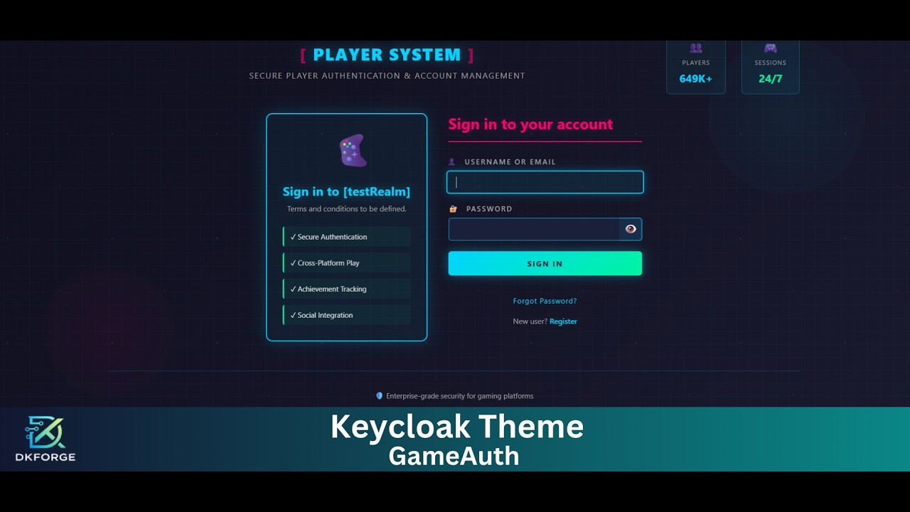 Keycloak Theme Demo | Login, Email, OTP & Authentication UI (GameAuth – DKForge)