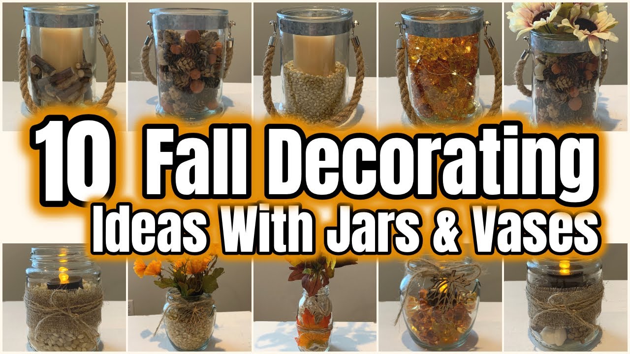 DOLLAR TREE FALL DIY | DIY JAR & VASE FALL DECOR | FALL/THANKSGIVING TABLE DECOR | TRY IT TUESDAY