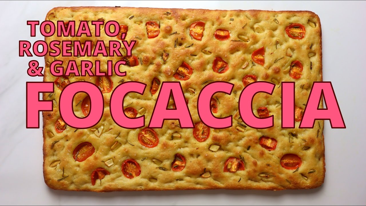 NO-KNEAD Tomato, Rosemary & Garlic FOCACCIA Recipe!
