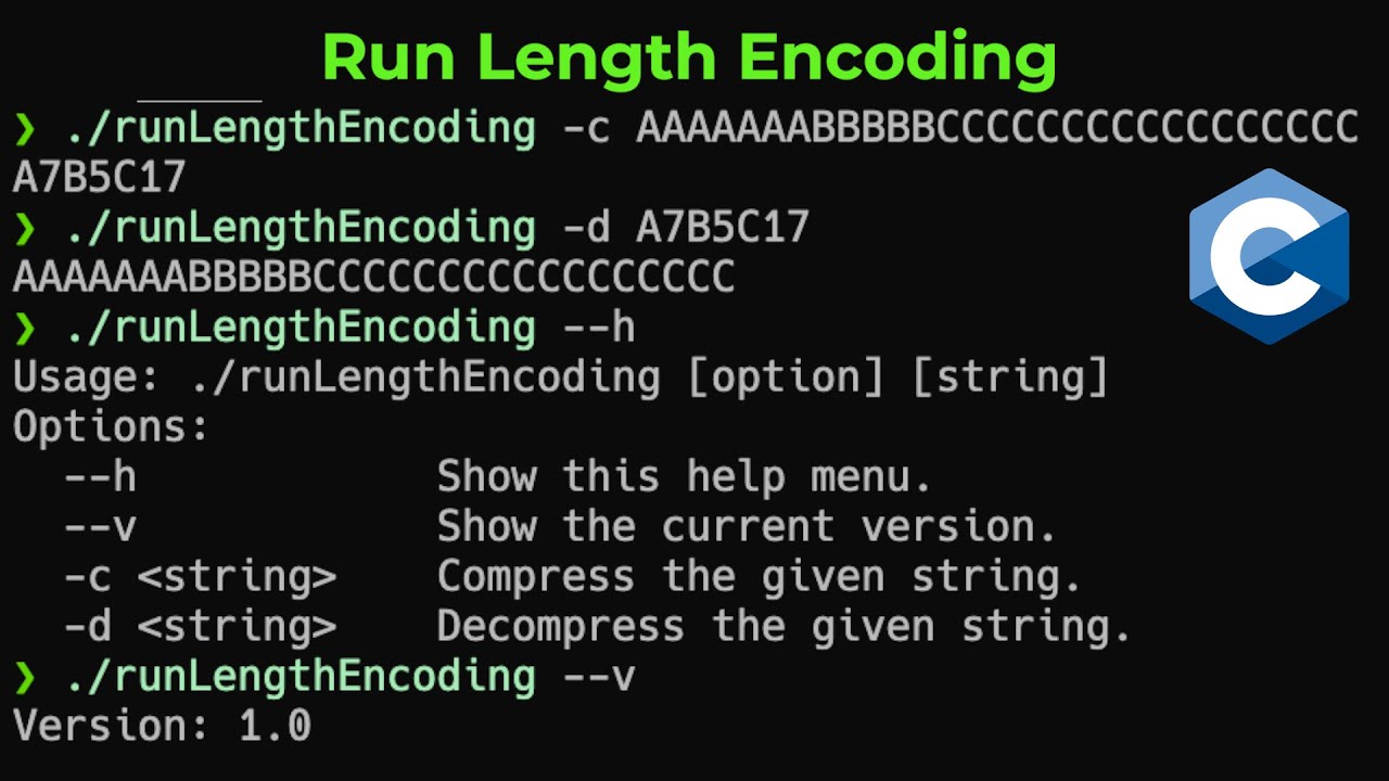 Run Length Encoding Implementation in under 10 mins