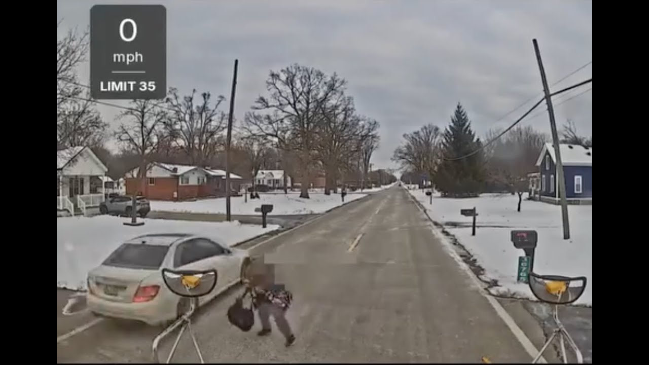 Video shows car running bus stop sign, nearly hit student in Romulus