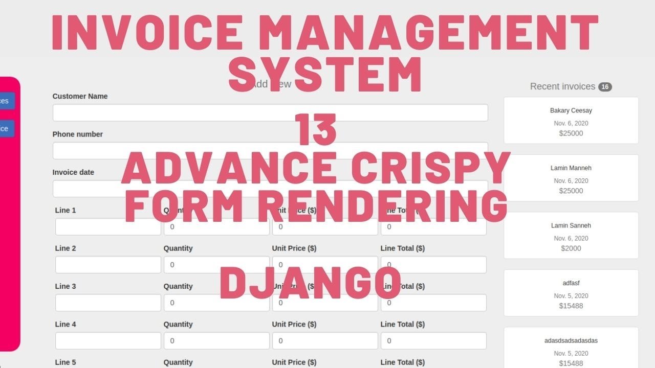 13 How to do ADVANCED FORM RENDERING with CRISPY FORMS in Django – INVOICE MANAGEMENT SYSTEM