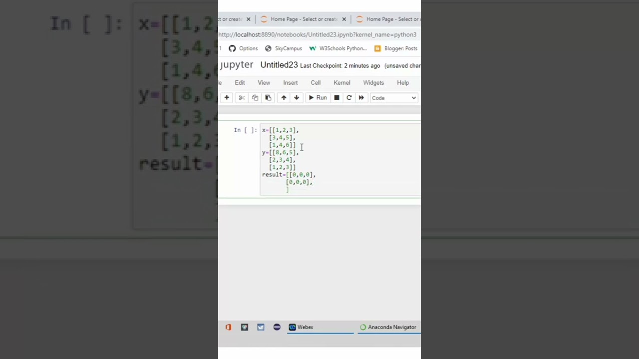 Adding Two Matrices in python | #shorts