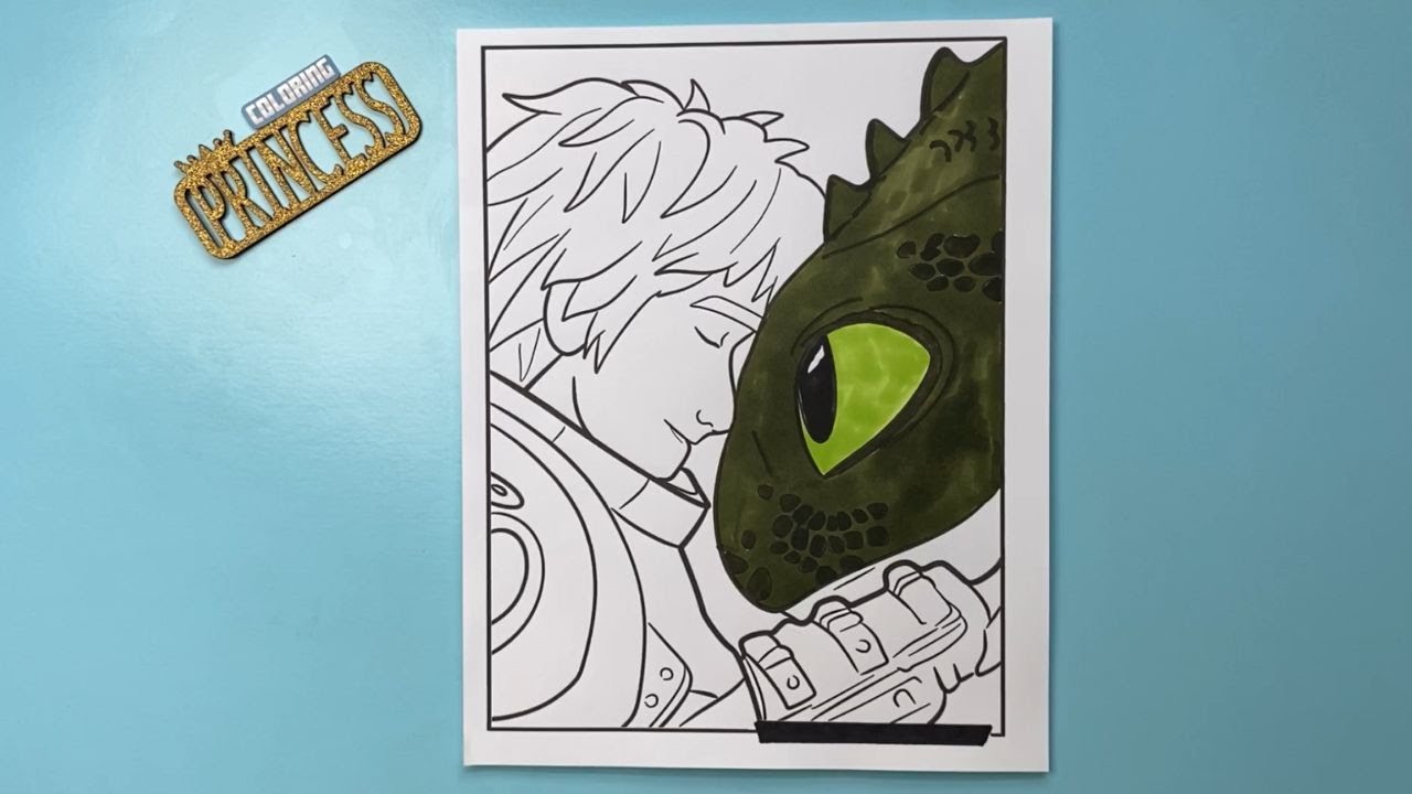How To Train Your Dragon Hiccups and Toothless/Coloring Page with Markers/Speed Coloring Time Lapse
