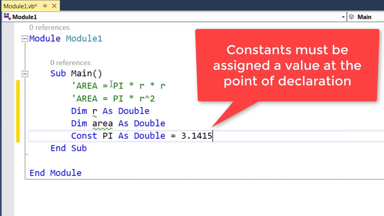 Visual Basic Variables and Constants Assign and Display