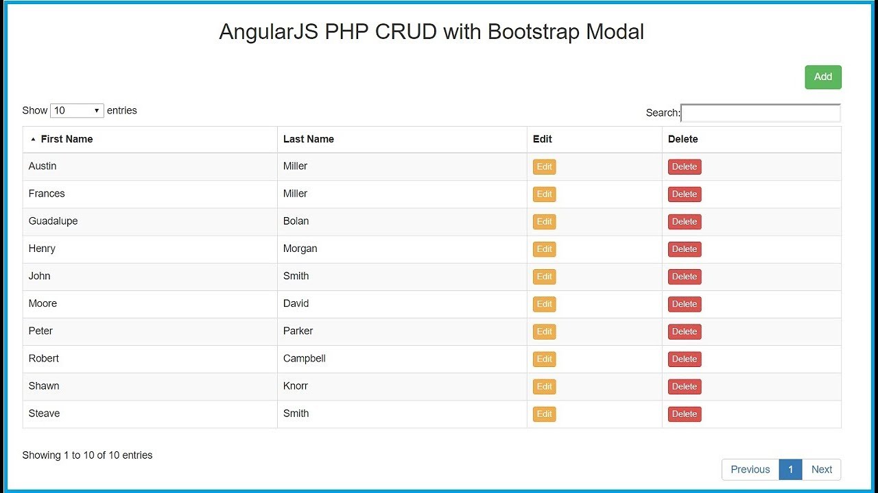 AngularJS PHP CRUD with Bootstrap Modal