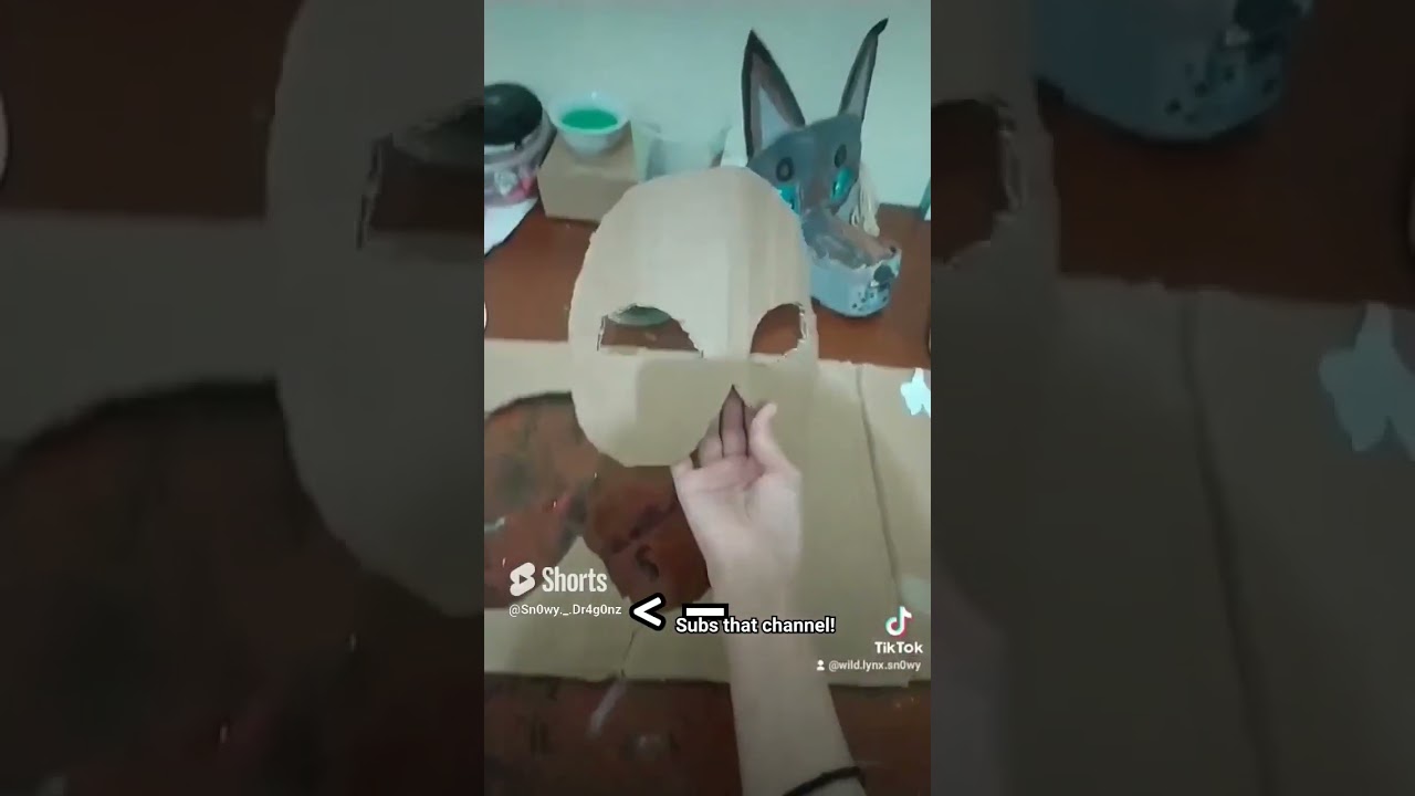How to make cardboard therian mask part 1!! #antizoo #art #quadrobics #theriangear #therianthropy
