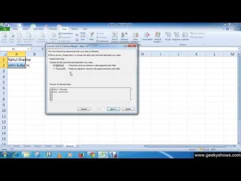 Learn Microsoft Office Excel 2010 Convert Text to Columns - Mind Luster