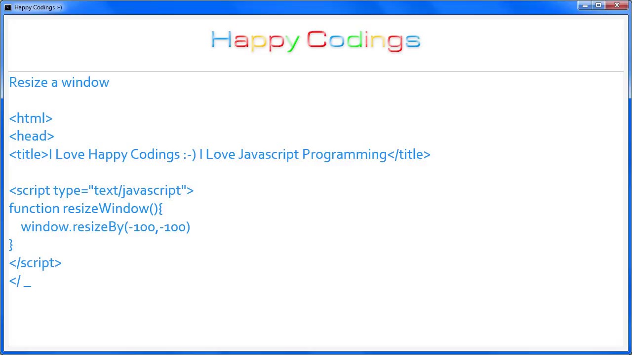 JavaScript | Resize a window