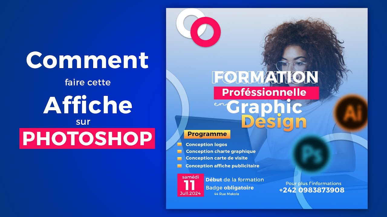 Tuto PHOTOSHOP: comment faire une affiche de formation avec photoshop