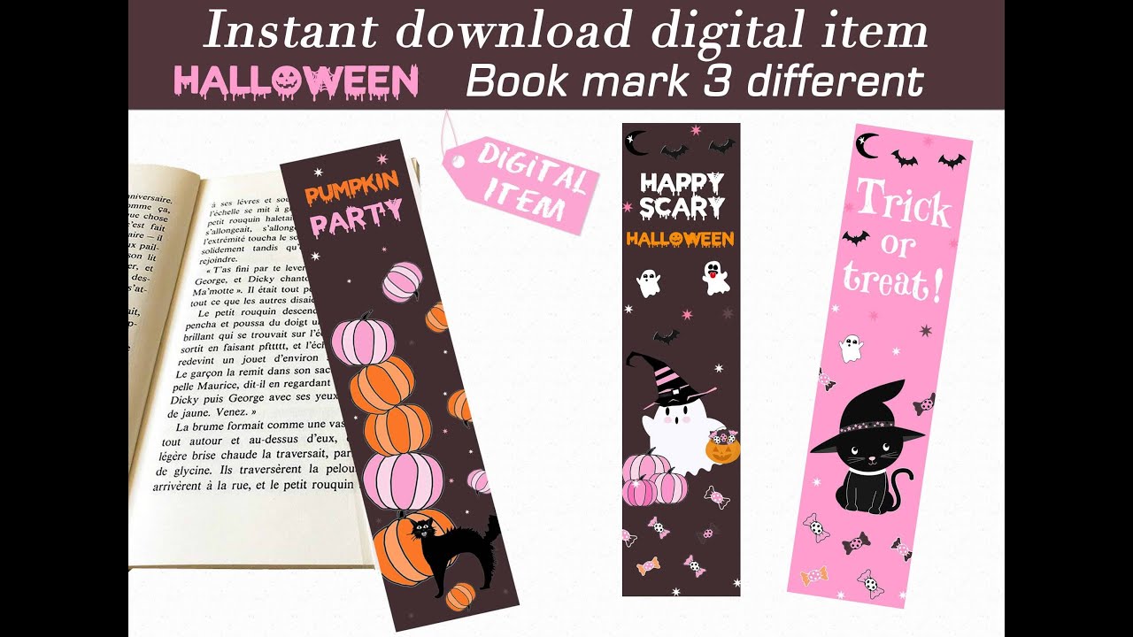 📖✨ Printable Halloween Bookmarks – Pack of 3 Spooky Designs! 🎃👻🕸️
